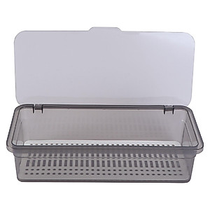 Housoutil Flatware Tray with Lid, Kitchen Drawer Organizer, Kitchen Cutlery Tray and Utensil Drawer Organizer with Cover, Countertop Silverware Storage Container (Black)