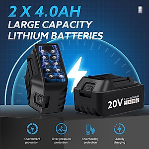 SPICIMOMO Cordless Impact Wrench 1/2 Inch for Car, 20V Brushless Power Impact Gun 600N.m(443Ft-lbs) with 2 Packs 4.0Ah Batteries, High Torque Electric Impact Driver for Mechanic, Mechanical Engineer