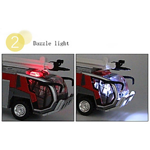 Ailejia Airport Fire Trucks for Boys, Fire Engine Toys Diecast Fire Truck Engine Pullback Friction Toy Engineering Vehicle fire Truck Model (red)