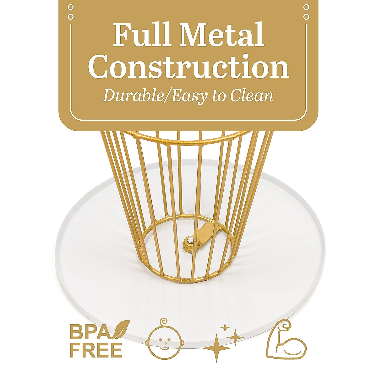 White Cake Stand for Elegant Dessert Table Displays, Easy-to-Clean Round Gold Cake Stand or Cupcake Stand for Weddings, Birthdays & All Party Occasions (10-inch)