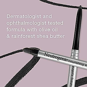 Neutrogena Nourishing Eyeliner Pencil, Built-in Sharpener for Precise Application and Smudger for Soft Smokey Look, Luminous, Nonfading and Nonsmudging Cosmic Black 10, 01 oz