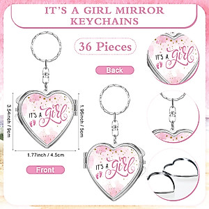 Wesiti 108 Pcs Baby Shower Favors 36 Heart Shaped Mirrors Keychain Thank You Tags 36 Organza Bags for Baby Shower