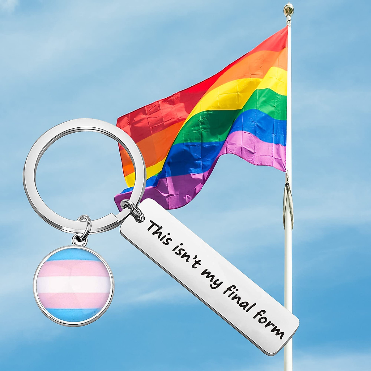BAUNA LGBTQ Transgender Pride Key Chain Trans Flag Gift This Isn’t My Final Form Gay Pride Jewelry Gift (Transgender Keychain)