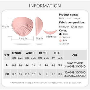 Bra Pads Inserts, 4 Pairs Chest Pad for Sports Bra, Bra Cups Inserts Sew Removable Bra Pads for Bikini & Swimwear - XXL