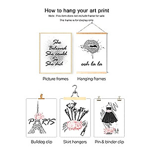 HoozGee Silver Gray Fashion Wall Art Girl Room Decor Makeup Room Artwork Prints Set of 6 Paris Perfume Flower Lipstick Canvas Art Posters Wall Decor for Bedroom (11"x14" UNFRAMED, Gray Pink)
