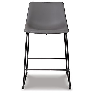 Signature Design by Ashley Centiar Modern Faux Leather 23.75" Counter Height Bucket Seat Barstool, Set of 2, Gray