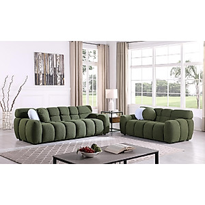 Tmsan 2 Piece Cloud Sofa Couch Set for Living Room, 65" Loveseat & 86.5" 3 Seater Sofa with 4 Accent Pillows, Comfy Boucle Upholstered Couches for Office Apartment