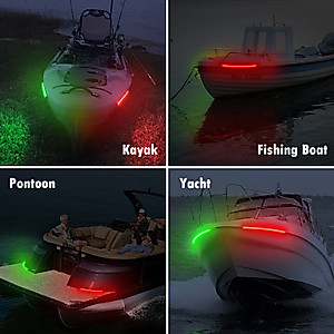 Obcursco Boat Navigation Lights, (1 Pair) 12 Inches LED Navigation Lights for Boats, Boat Lights Bow and Stern for Marine, Kayak, Jon Boat, Bass Boat, Fishing Boat and Pontoon (Red and Green)