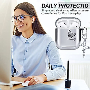 Cute AirPods Case with Beautiful Butterfly Pendant, Soft Silicone Protective Electroplating Cover Compatible with 2nd and 1st Generation Case