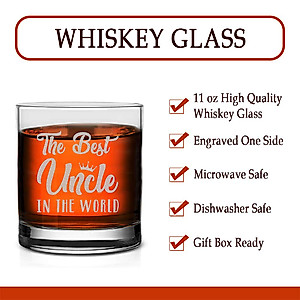 Veracco The Best Uncle In The World Whiskey Glass Funny Birthday Gifts Fathers Day For Dad (Clear, Glass)