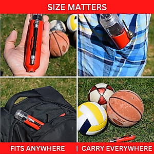 Ball Pump for Sports Balls - 5 Needles - Basketball Pump, Soccer Ball Pump - Air Pump for Balls, Volleyball, Football Accessories Equipment - Hand Pump for Inflatables - Never Lose Pin with Holder