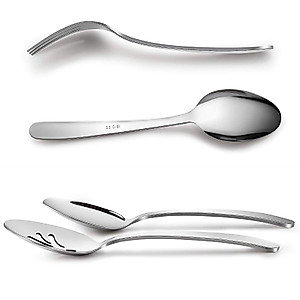 5-Piece Silverware Serving Utensils, HaWare Durable Stainless Steel Serving Spoon Fork, Mirror Polished and Dishwasher Safe
