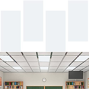 4 Piece Fluorescent Light Covers for Classroom Office Florescent Light Decor Cover Office and Classroom Decorations for Eliminate Harsh Glare Causing Eyestrain and Headaches, 4 x 2 Feet (White)