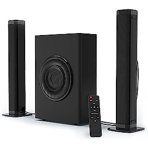 GEOYEAO Sound Bars for TV with Subwoofer, 2.1ch Home Audio Soundbar & 3D & Deep Bass Subwoofer | Bluetooth & Multi-Connection | 2-in-1 Detachable Design | TV Surround Sound Speaker System