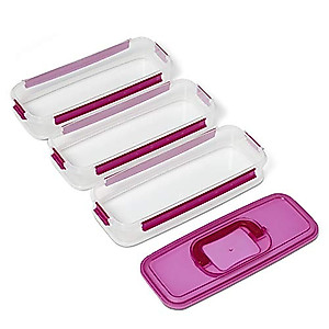 Bamboo Cutting Board with Containers-4 piece set-3 stack able containers with one purple lid-Food storage-Chopping/Dicing/Slicing-Meal Prep Station-Kitchen Essential-Space Saver