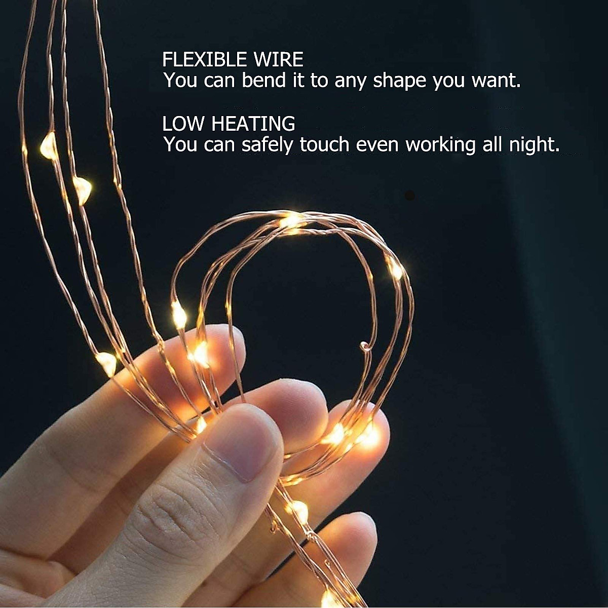 RUICHEN Fairy Lights Plug in, 33 Ft 100 LED Copper Wire Lights with Spool, Waterproof Starry String Lights for Bedroom, Patio, Garden, Party, Wedding, Christmas and More (Warm White)