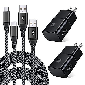 Adaptive Fast Charging Wall Charger Kit, Qihop 2-Pack Fast Charging Block with 6ft USB Type C Cable Compatible with Samsung Galaxy S20/S10/S10+/S10e/S9/S8 Plus,Note 8/9/10+/20, Pixel 3