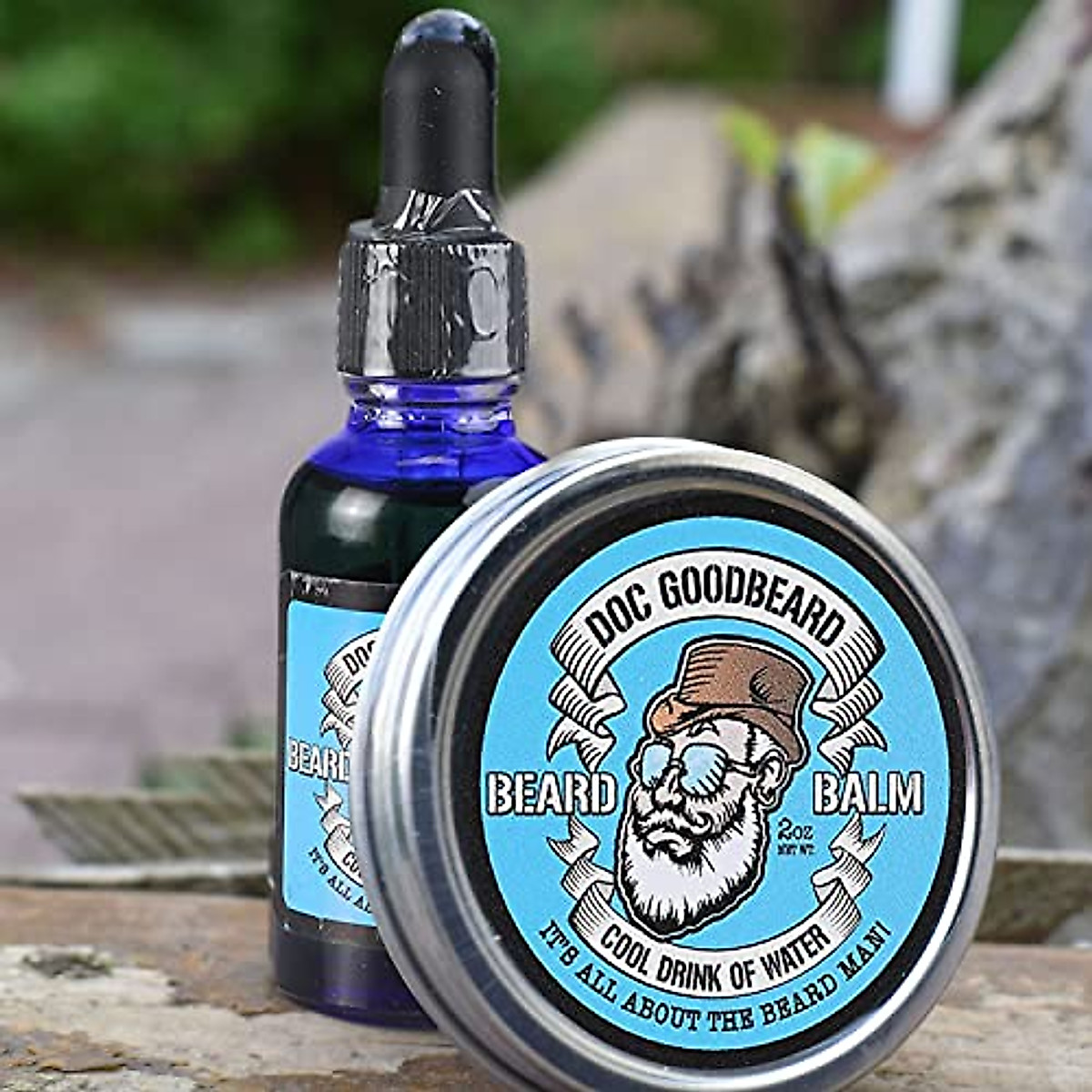 Doc Goodbeard Beard Growth Kit Includes Beard Balm and Beard Oil for Men - Natural, Organic, Softer, Smoother, Moisturized, Leave in Beard Conditioner for Men (Cool Drink of Water)