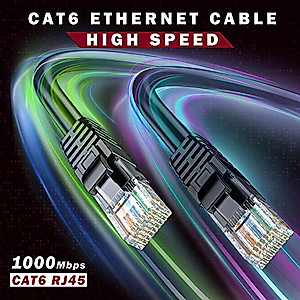 Maximm Cat 6 Ethernet Cable 15 Ft, 100% Pure Copper, Cat6 Cable (24 Pack) LAN Cable, Internet Cable, Patch Cable and Network Cable - UTP (Black) 15 Feet