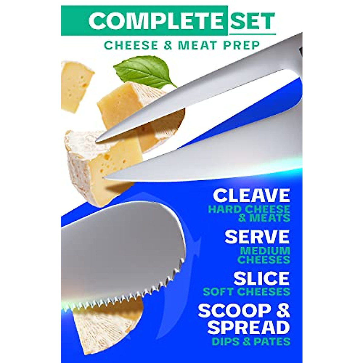 Dalstrong Charcuterie & Cheese Knife Set - 4-Piece - Gladiator Series Elite - Mini Cleaver, Serrated, Round-Tip, Forked Cheese Knives, G10 Garolite Handle, Sheath, NSF Certified