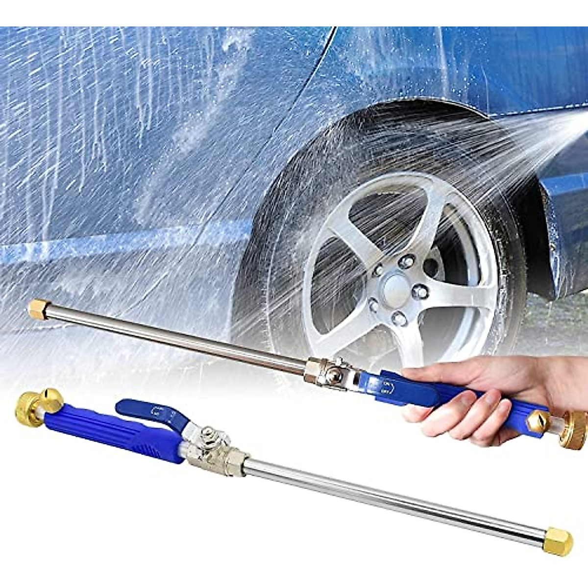 Buyplus Hydro Jet Power Pressure Washer Wand - Portable High Pressure Water Gun, Extendable Garden Hose Watering Sprayer with Nozzle Tips for Car Window Glass Washing