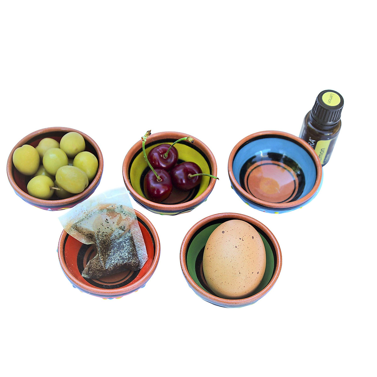 Cactus Canyon Ceramics Spanish Terracotta 5-Piece Tiny Super Small Mini-Bowl (Pinch Bowls) Set, Multicolor