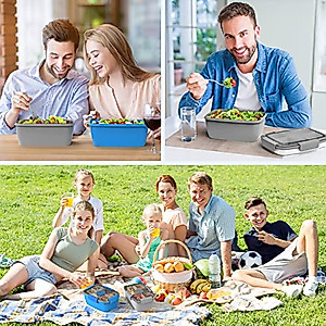 Cherrysea 2Pack Salad Lunch Container, 68oz Salad Bowls with 4 Compartments Tray,Leak Proof Lunch Box with Fork for Men,Women BPA-Free Snack Container with Sauce Container for Dressings-Grey