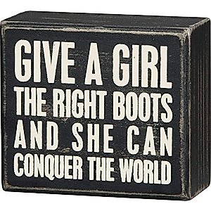 Primitives by Kathy 22200 Classic Box Sign, 4 x 3.5-Inches, Conquer The World