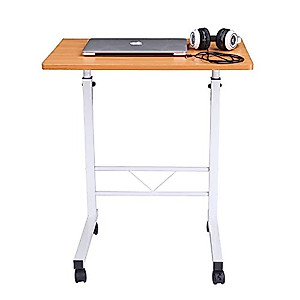 LOVINE Standing Desk Adjustable Height, Stand Up Desk with Cup Holder, Portable Laptop Desk, Mobile Standing Desk, Small Computer Desk, Bedside Table, 23.62'' x 15.75''