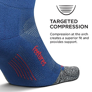 Feetures Elite Ultra Light Cushion Mini Crew Sock - Sport Sock with Targeted Compression - X-Large, Rogue Blue (1 Pair)