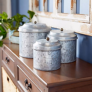 Deco 79 Metal Galvanized Decorative Jars, Set of 3 8", 7", 6"H, Silver