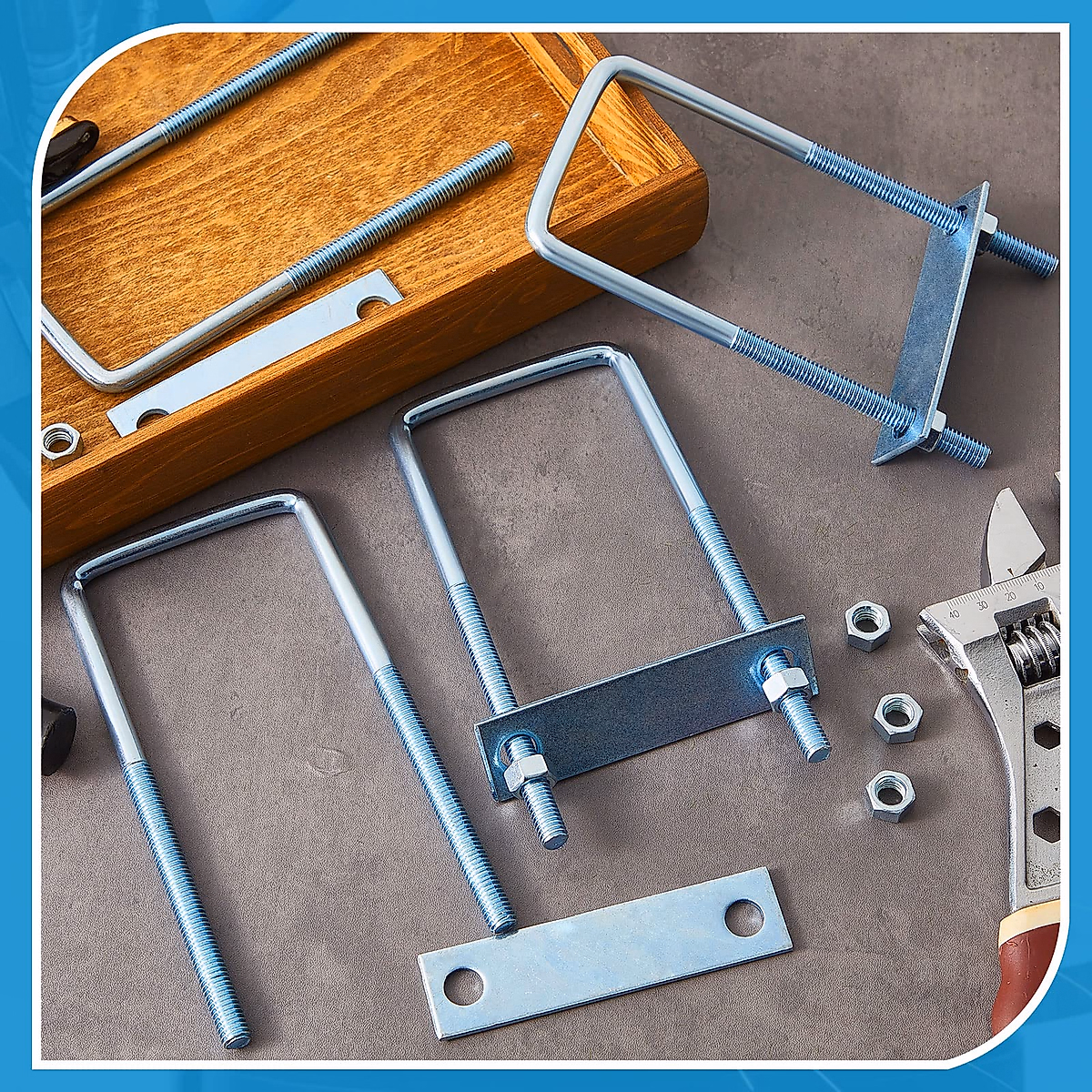 4 pcs Square U Bolt in Zinc U Bolt Zn, Industrial and Scientific Supplies U Bolts for Boat Trailer Tube, Rectangular Wood and Metal Objects (3/8'' x 3'' x 7'')