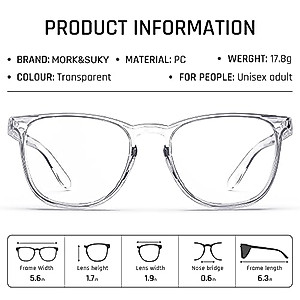 MORK&SUKY Safety Glasses, Stylish Goggles With No Fog Lense,Perfect Alternatives To Regular Protective Eyewear For Health Care Workers. (Transparent)