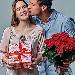 Whaline 12 Sheet Valentine's Day Wrapping Paper 6 Design Love Heart Wrapping Paper Red Pink White Patterned Art Paper for Wedding Anniversary Baby Shower Birthday Gift Wrap, 19.7 x 27.6 Inch