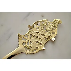 Wormwood Leaf Absinthe Spoon, Gold-Plated and 10 Sugar Cubes (5 packets) by Bonnecaze