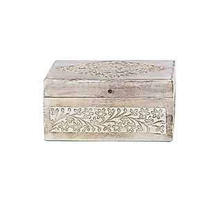 Deco 79 Mango Wood Floral Box with Hinged Lid, Set of 3 8", 10", 12"W, Brown