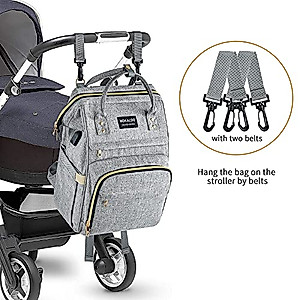 Mokaloo Diaper Bag Backpack, Large Baby Bag for Boys & Girls,Travel Backpack with USB Charging Port for Moms Dads, Anti-Water Maternity Nappy Changing Bags with Stroller Straps, Baby Registry Search