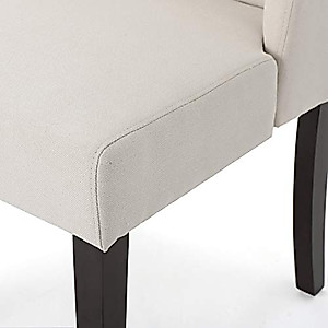 GDFStudio Christopher Knight Home Rory Fabric Dining Chairs, 2-Pcs Set, Ivory / Brown
