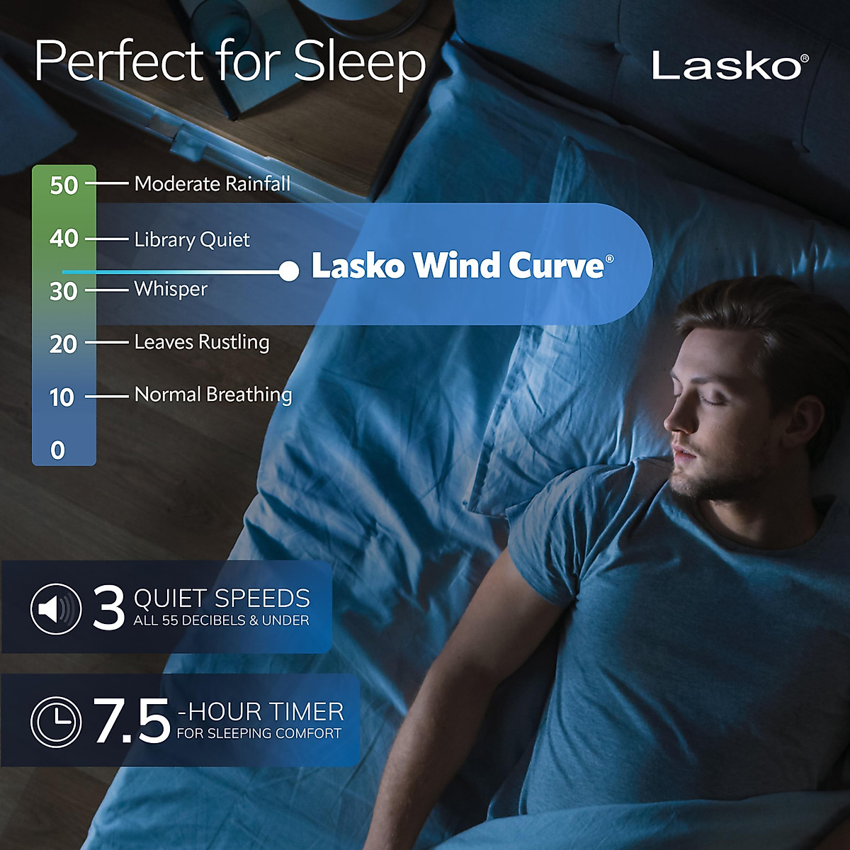 Lasko Portable Electric 42" Oscillating Tower Fan with Nighttime Setting, Timer and Remote Control for Indoor, Bedroom and Home Office Use, Silver, T42951
