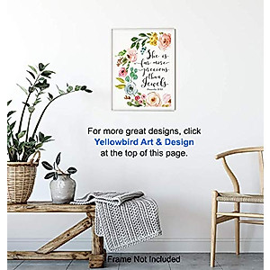 Proverbs 31 - Bible Verse Wall Art for Girls, Women, Teens - Religious Scripture Room Decor for Baby Bedroom, Living Room, Bathroom - Unique Christian Gift - Flowers in Pastel Colors 8x10 UNFRAMEDSign