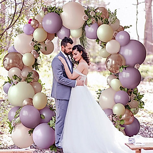 Pink and Purple Balloon Arch Kit, Dusty Purple Pink Sand White Matellic Rose Gold Latex Balloons for Bridal Baby Shower Wedding Anniversary Engagement Birthday Party Decoration