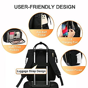 LOVEVOOK Laptop Backpack for Women Backpack Purse 14 Inch Travel Work Backpack Nurse Teacher Bag Large Capacity Computer Backpack with USB Port
