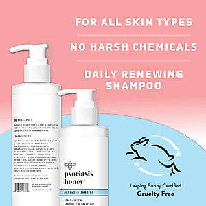 PSORIASIS HONEY Renewing Shampoo - Itchy & Dry Scalp Treatment - Psoriasis Shampoo With Argan Oil for Women & Men - Scalp Psoriasis Relief - Daily Hair Shampoo for Kids (8oz)