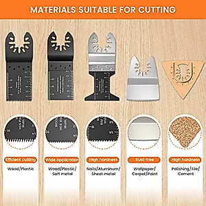 91 Pack Bimetal Oscillating Tool Blades, Oscillating Saw Blades with Sandpaper Multitool Blades Metal Wood Plastic, Oscillating Tool Accessories Kit Fit Milwaukee Makita Dremel Bosch Fein Dewalt Ryobi