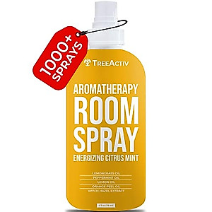 TreeActiv Aromatherapy Room Spray 4 oz, Natural Citrus Air Freshener, Essential Oil Odor Eliminator, Linen and Room Spray for Bedding, Pillow, Linen Mist, Natural Room Spray Air Freshener, 1000 Sprays