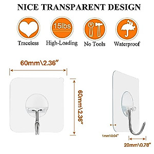 FOTYRIG Adhesive Hooks Sticky Hooks for Hanging Heavy Duty Wall Hangers Without Nails 15lb(Max) 180 Degree Rotating Seamless Stick on Wall Hooks Bathroom Kitchen Office Outdoors-20 Packs