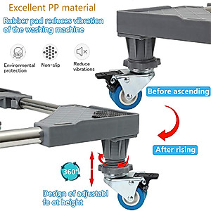 Multi-Functional Furniture Dolly Roller Base Adjustable Movable Base Refrigerator Stand for Washing Machine Refrigerator and Dryer (8 Rounds of Lifting)