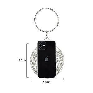 GripIt Women's Evening Round Ball Bag Diamond Clutch Purse Glitter Party Wedding Handbag with Chain,Silver