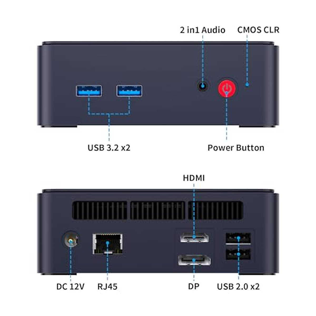 Mini PC J4105 128GB SSD Windows 11 Pro Mini Desktop Computer 8GB DDR4, 2*HDMI2.0 4K@60Hz, Dual-Band WiFi, USB3.0 * 4,USB2.0 * 1, Gigabit Ethernet, BT, AL34 Micro PC