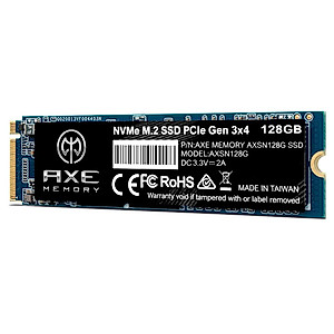 AXE MEMORY 128GB NVMe M.2 2280 PCIe Gen 3x4 Internal SSD Solid State Drive (SSD)